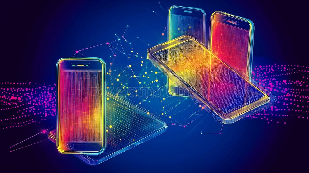 Vibrant Visual of Devices Sharing Data, Showcasing Connectivity and ...