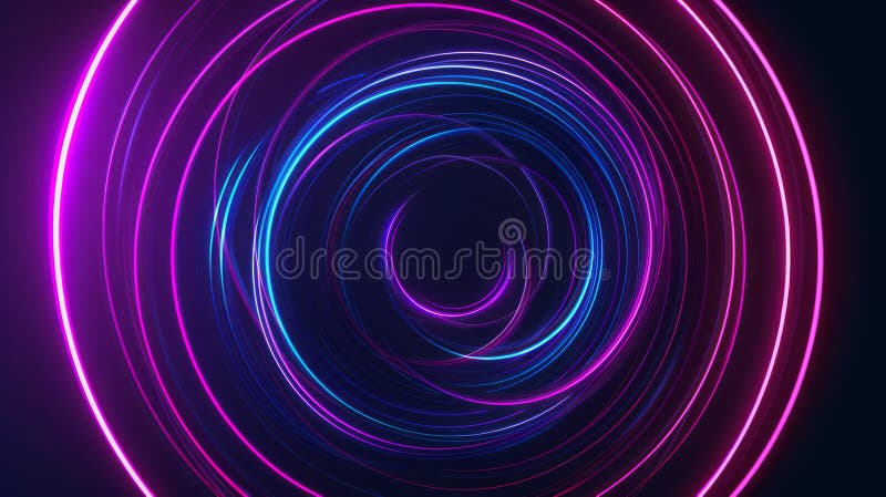 Vibrant Visual Effect is Achieved with Neon Circular Lights on a Dark ...