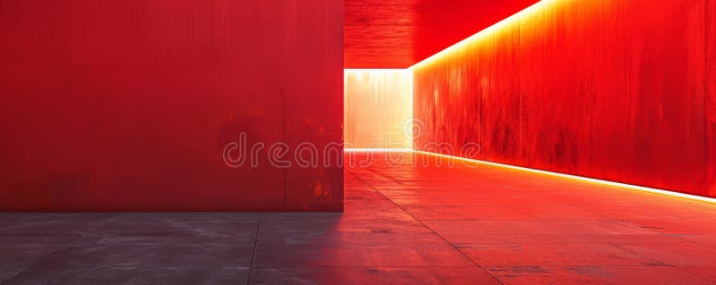A Vibrant Visual of an Empty Wall Painted in Fiery Red, with a Matte ...