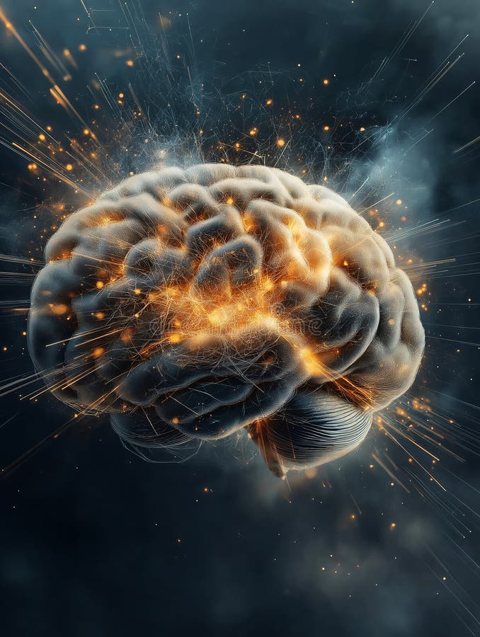 A Vibrant Visualization of a Brain with ADHD, Filled with Chaotic ...