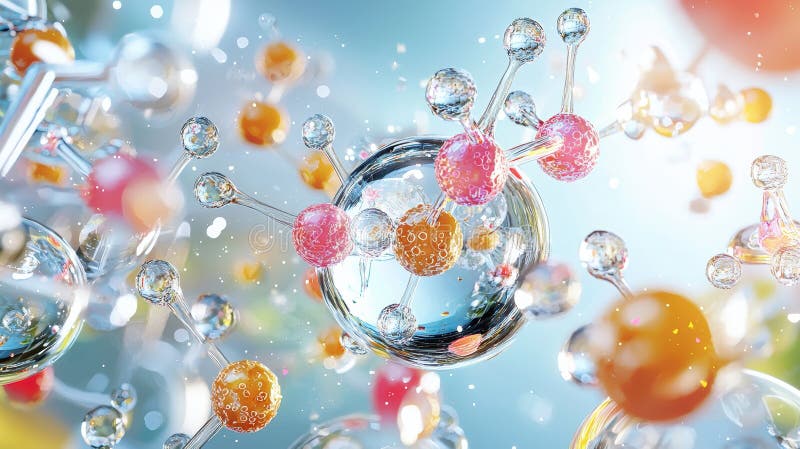 Colorful Molecules in Scientific Background Stock Illustration ...