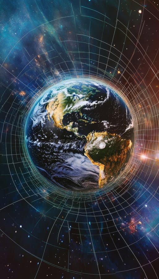 Vibrant Visualization of Earth Enveloped in a Cosmic Space Time Warp ...