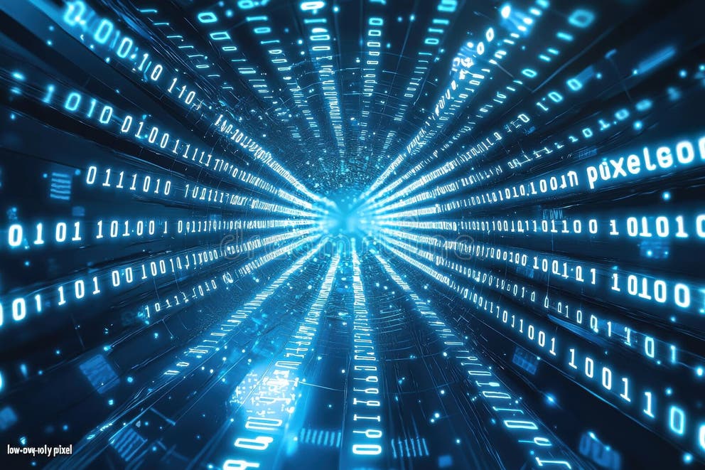 Glowing Digital Binary Tunnel Depicting Futuristic Data Transfer Concepts Stock Image - Image of ...