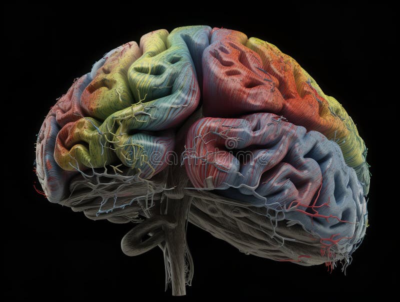 Vibrant Visualization of Human Brain Anatomy Stock Illustration ...