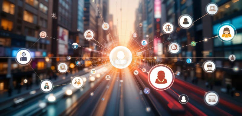 Digital Network Connection with People Icons Stock Illustration ...