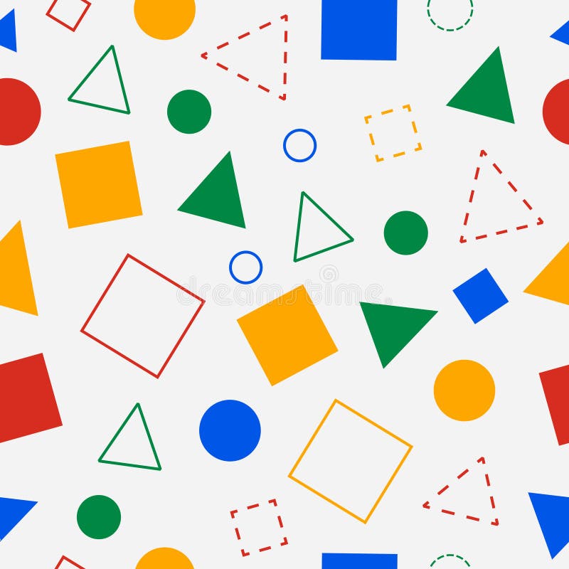 Colorfull Geometric Pattern Repeat with Primary Color in Flat Style ...