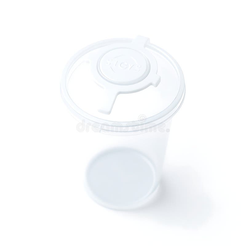 A Disposable Specimen Collection Cup with a Top Lid Placed on a White ...