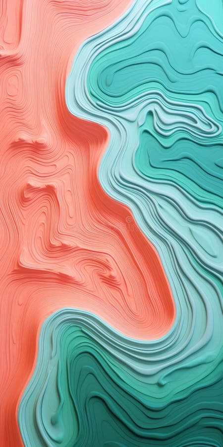 Accurate Topography 3d Paper Art in Blue, Orange, and Green Colors ...