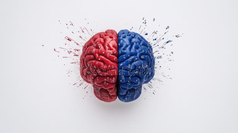 Colorful Split Brain Art: Left Brain with Numbers & Letters, Right Side ...