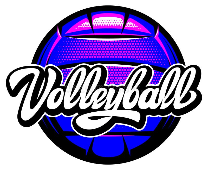 A Vibrant Volleyball Logo with Bold Colors and Stylish Cursive Text for ...