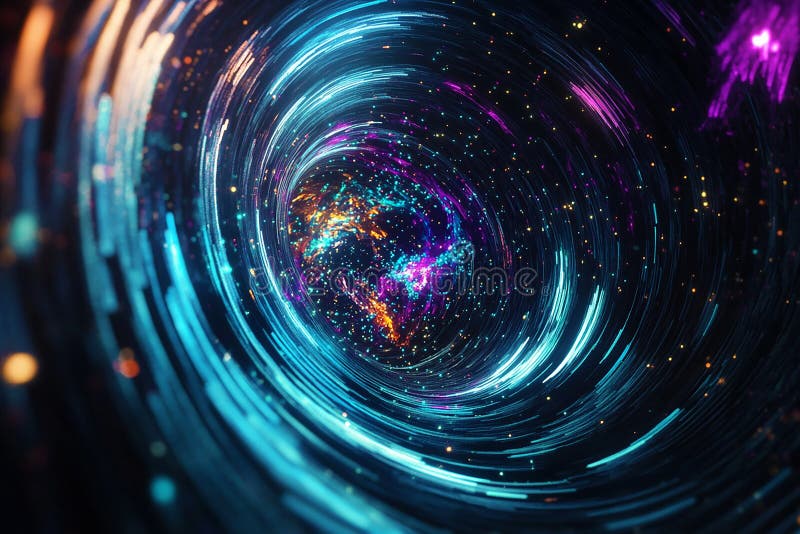 A Vibrant Vortex Spirals Outward, with a Brilliant Light Radiating from ...