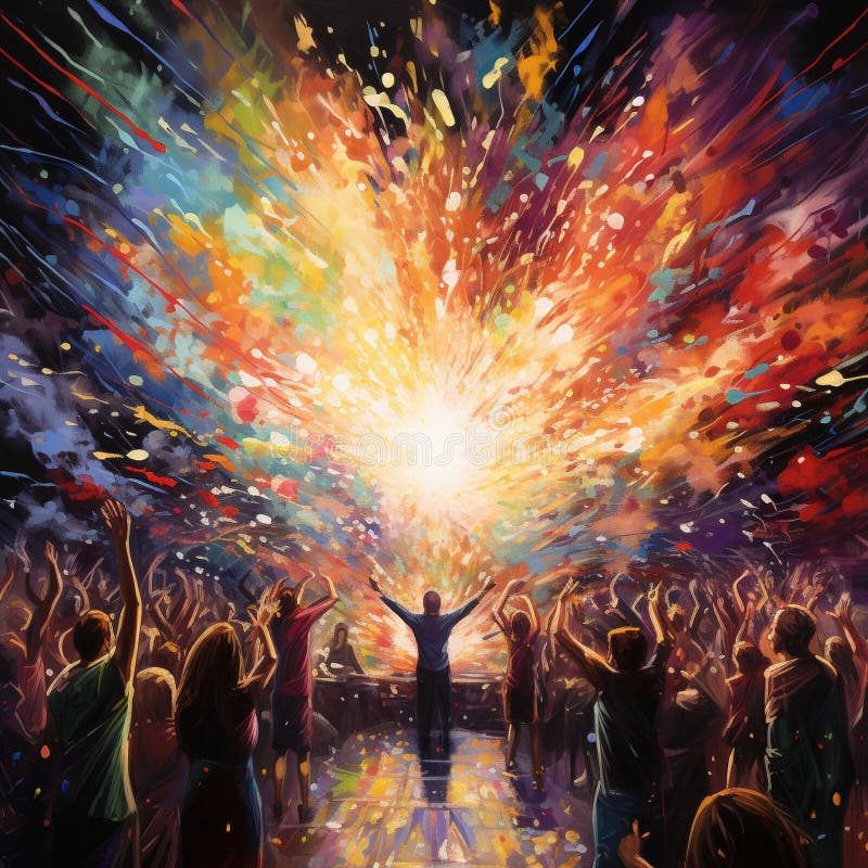 Vibrant Vortex: a Whirlwind of Colors at the Party Stock Illustration ...