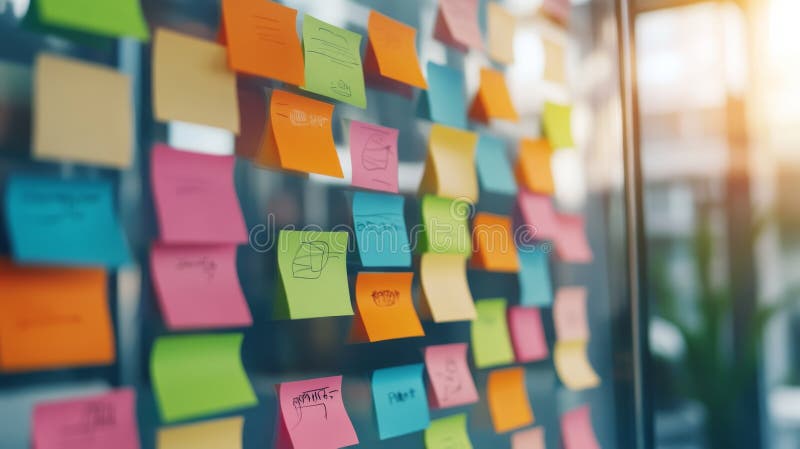 A Vibrant Wall Covered with Sticky Notes in Various Colors Showcases ...
