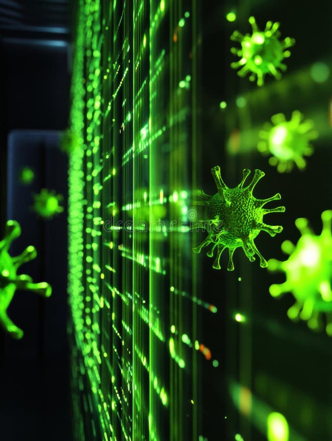 Strong Glowing Wall Creating a Protective Barrier Against Viruses in a ...