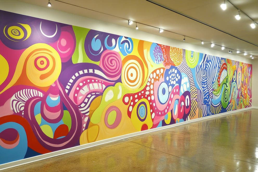 Vibrant Wall Mural with Bold Abstract Shapes Stock Illustration ...