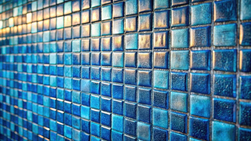 A Vibrant Wall of Small, Square, Blue Mosaic Tiles with Subtle ...