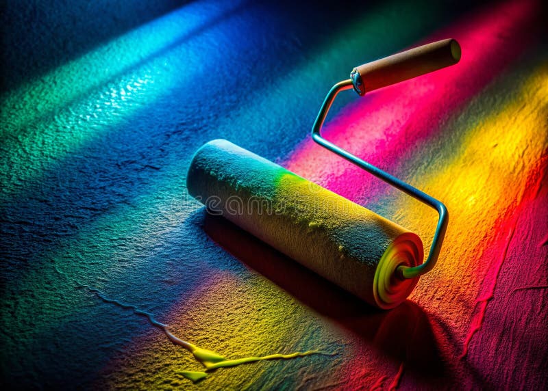 Vibrant Wall Transformation a Paint Roller in Action Capturing the ...