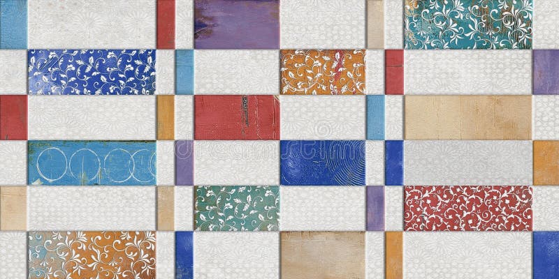 Vibrant Wallpaper Featuring a Pattern of Colorful Square Tiles Stock ...