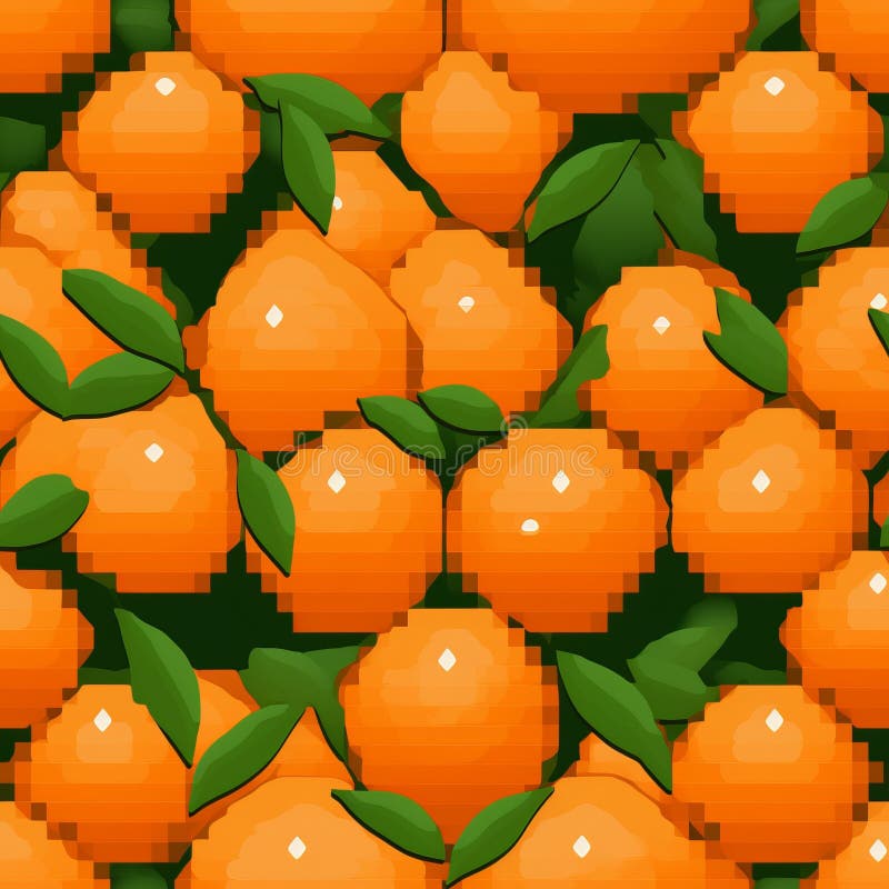 Minimalist Pixel Art: Orange Bunch Pattern Design Stock Illustration ...