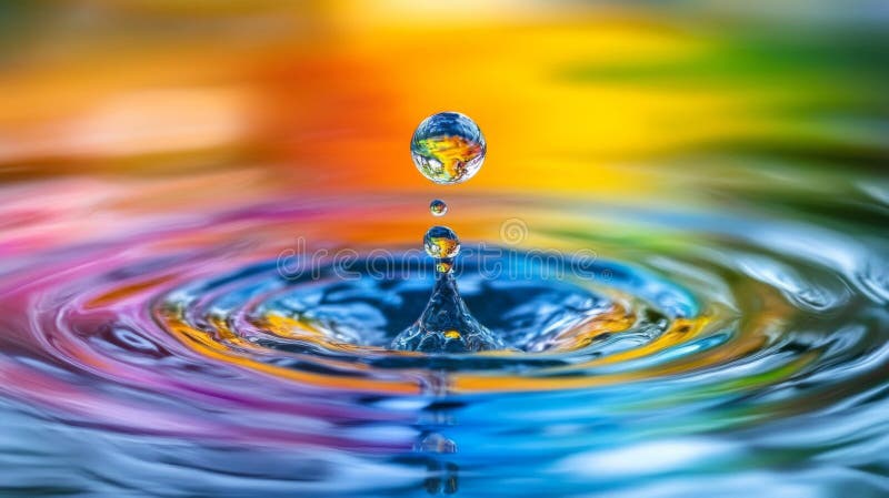 Vibrant Water Drop Impacting Colorful Surface Stock Illustration ...