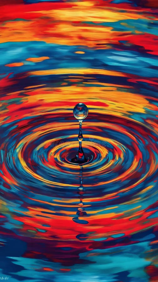 Vibrant Water Droplet Creating Colorful Ripple Effect, Abstract Art ...