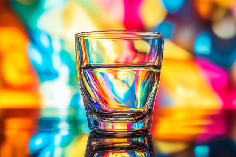 Vibrant Water Glass with Colorful Gels Stock Illustration ...