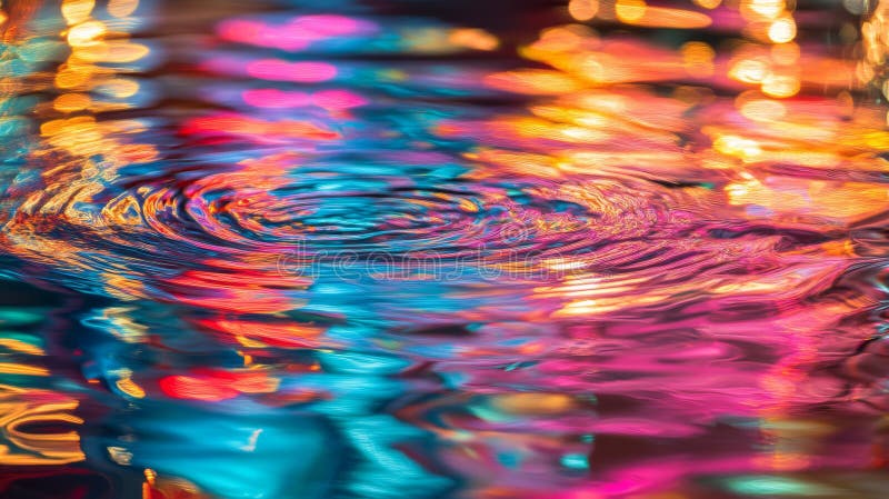 Vibrant Water Reflections with Colorful Ripples Stock Image - Image of ...