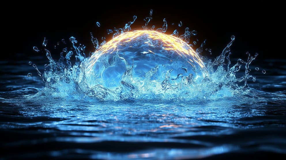 Vibrant Water Splash with Illuminating Light Effects in Motion Stock ...