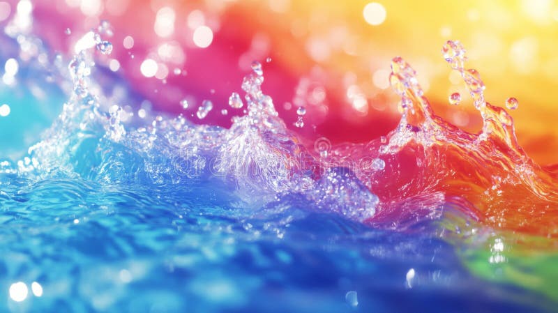 Vibrant Water Splash with Rainbow Colors Stock Illustration ...