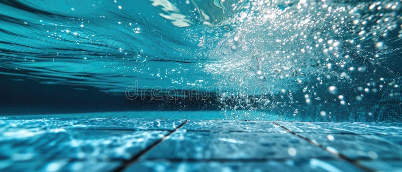 Vibrant Water Splashes Beneath the Surface, a Dynamic Dance in the Pool ...