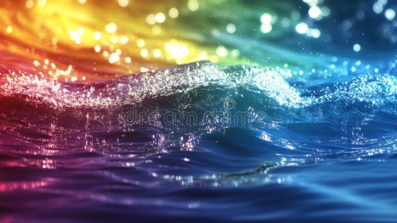 Vibrant Water Waves with Colorful Lights Stock Illustration ...