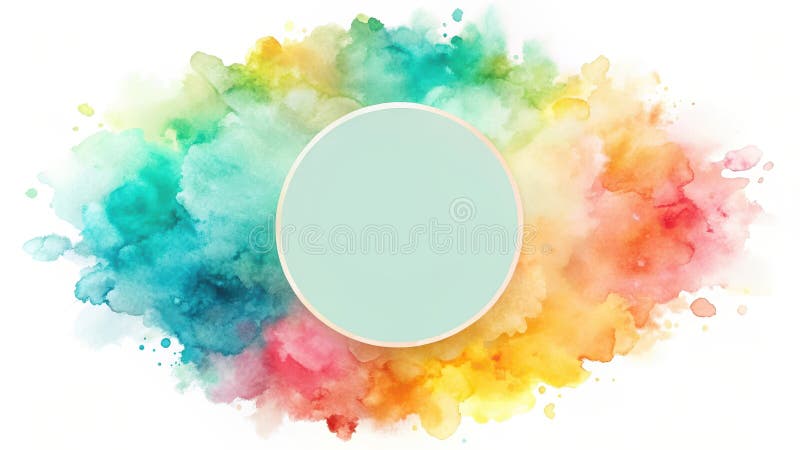 Vibrant Watercolor Abstract Background with Circular Pastel Frame Ideal ...