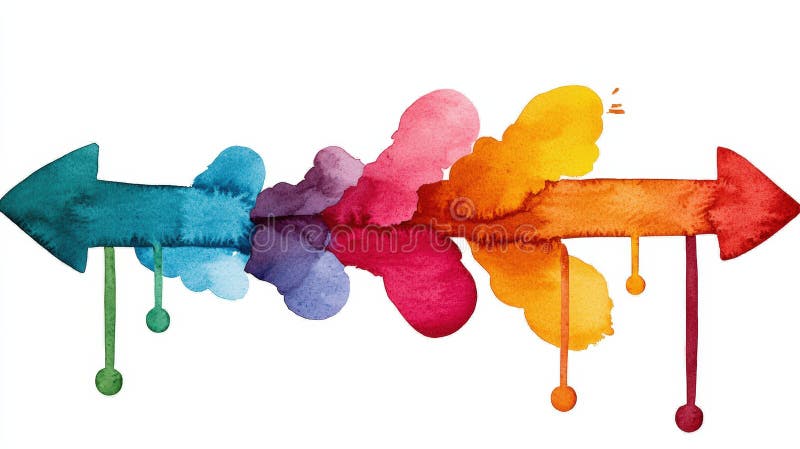 Vibrant Watercolor Arrows Expressing Direction and Creativity Ideal for ...