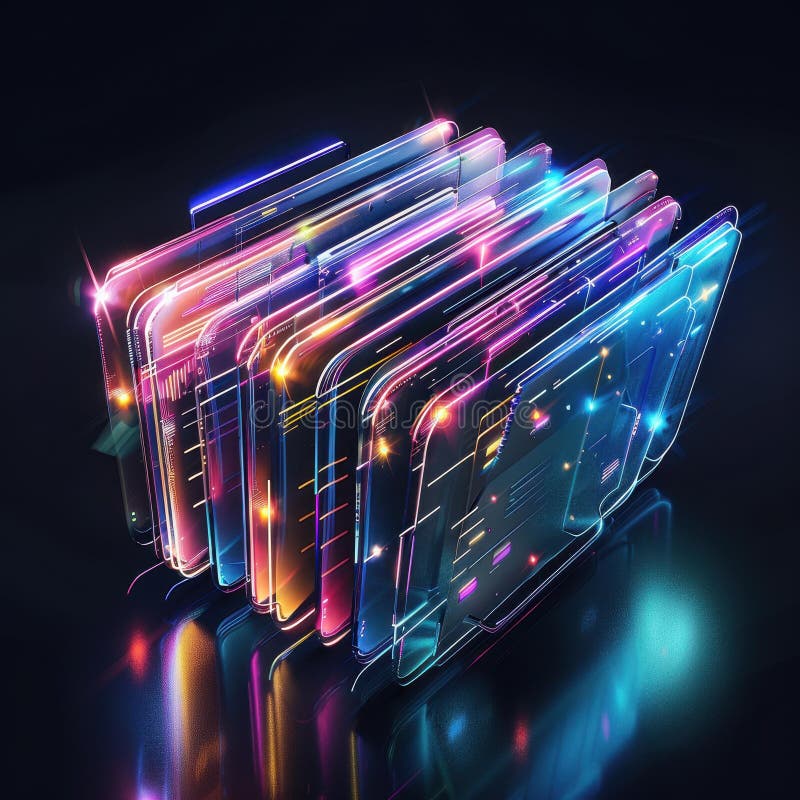 Vibrant Watercolor Art of Digital Data Transfer Showcases Virtual ...