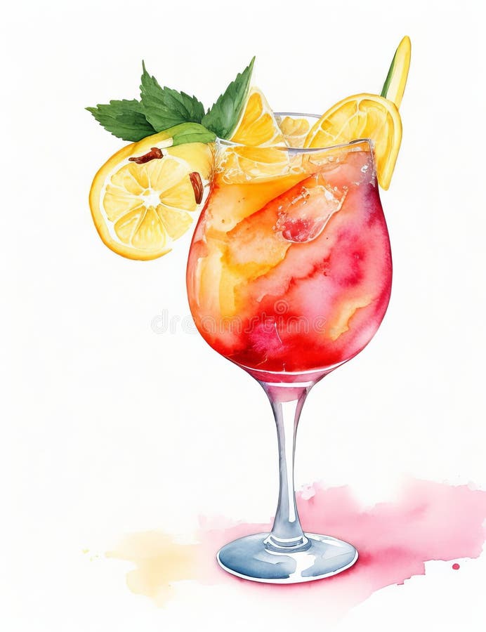 Vibrant Watercolor Cocktail Illustration: Artistry in Every Sip. Stock ... Vibrant Watercolor Cocktail Illustration: Artistry in Every Sip. Stock ...