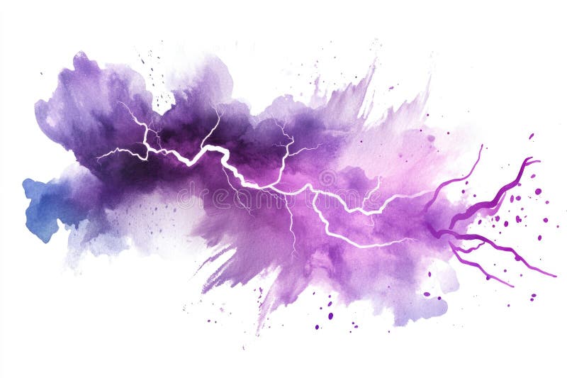 A Vibrant Watercolor Depiction of a Lightning Bolt in Motion Stock Photo - Image of generated ...