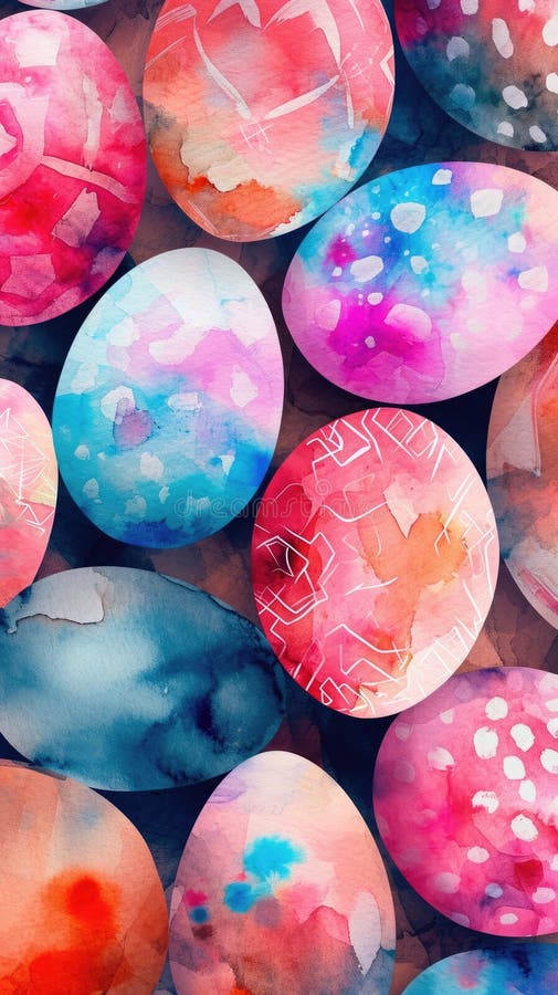 Vibrant Watercolor Easter Eggs on White. a Collection of Colorful ...