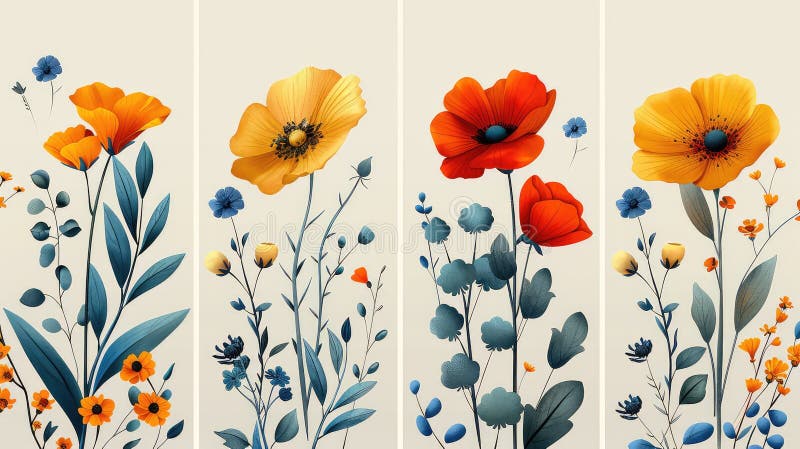 Vibrant Watercolor Floral Array: a Hand-Drawn Collection of Various ...