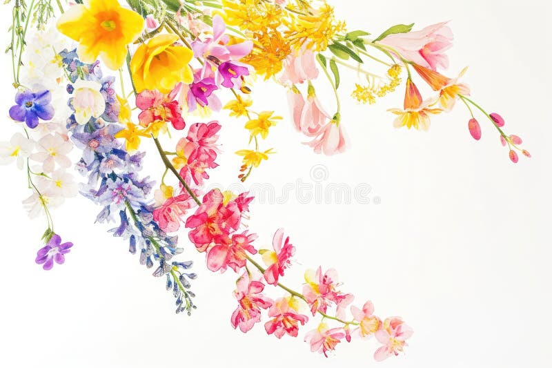 Vibrant Watercolor Floral Assortment. an Array of Colorful Watercolor ...