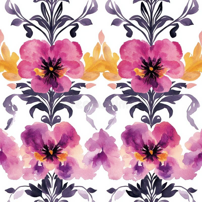 Vibrant Watercolor Floral Pattern with Lush Summer Blooms Stock Image ...