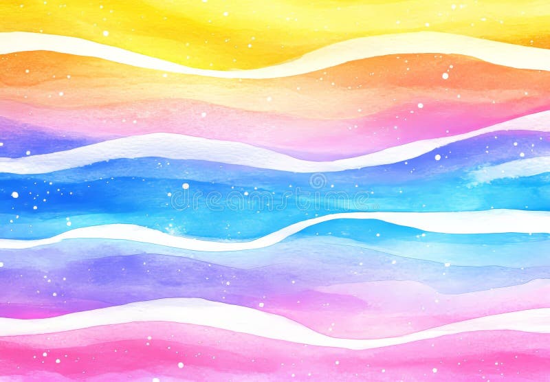 Vibrant Watercolor Forms with White Borders Create an Abstract Artwork ...