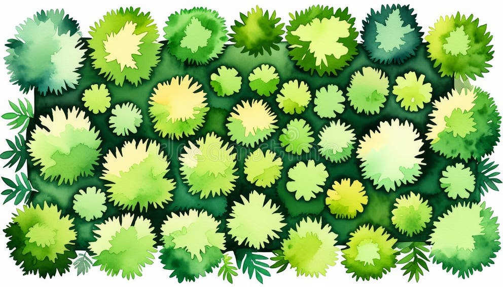 Vibrant Watercolor Greenery with Abstract Leaf Patterns and Textures ...