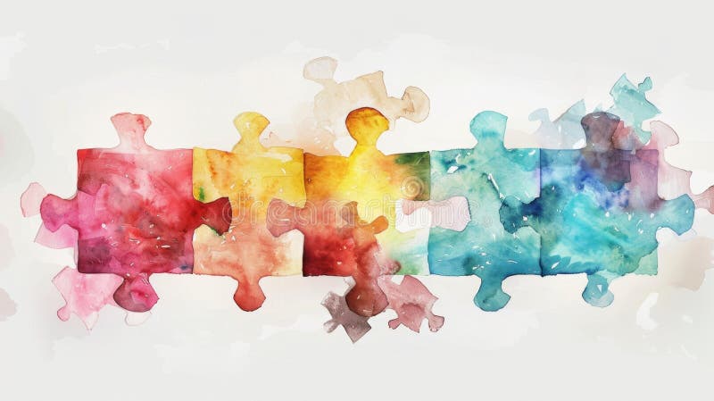 Watercolor Puzzle Pieces, Generative AI Stock Photo - Image of ...