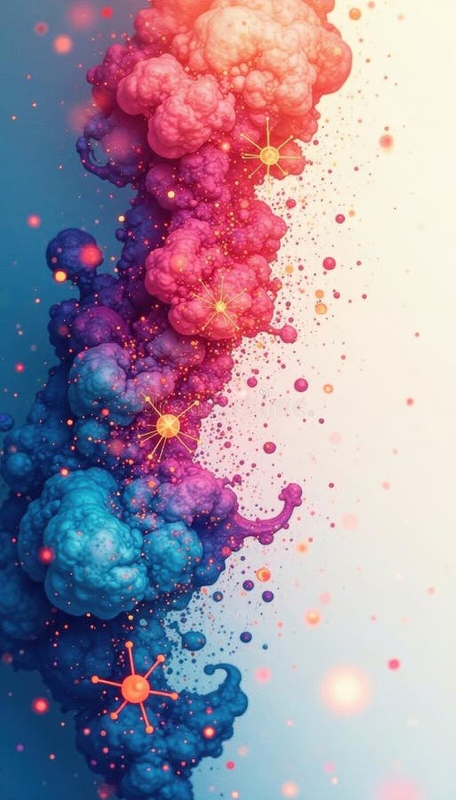 Vibrant Watercolor Network Nodes, Flat Design , Wired, it, Vibrant ...