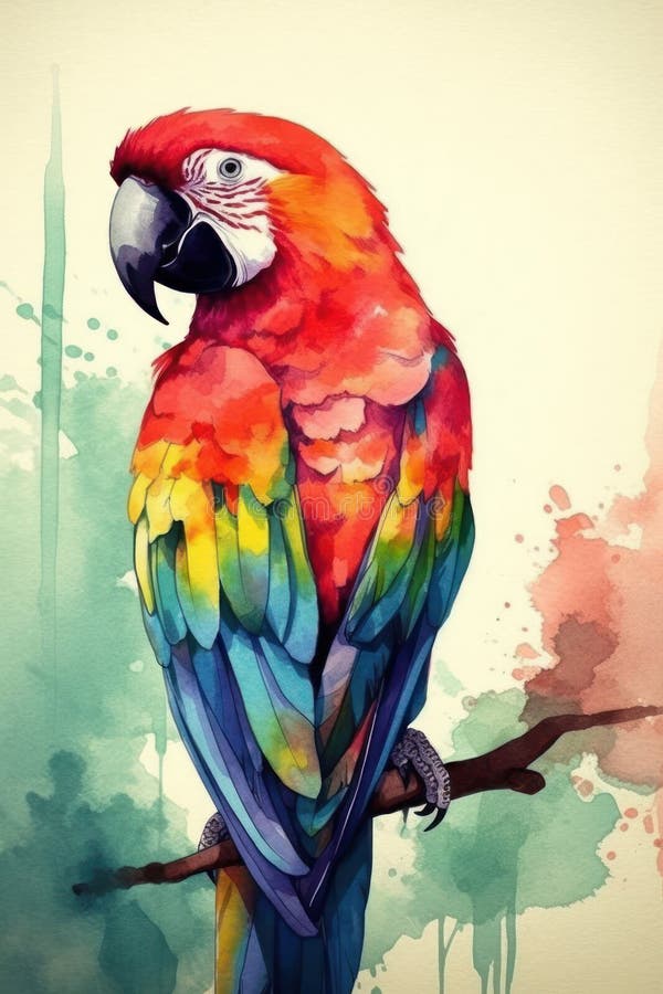 Vibrant Watercolor Parrot Illustration. Stock Illustration ...
