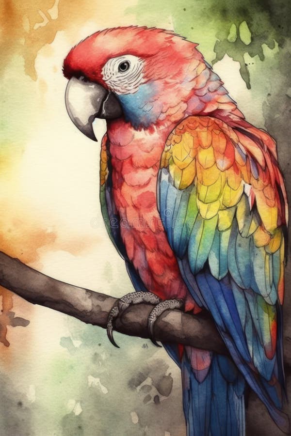 Vibrant Watercolor Parrot Illustration. Stock Illustration ... Vibrant Watercolor Parrot Illustration. Stock Illustration ...