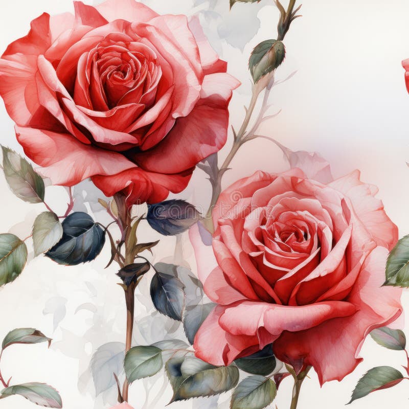Vibrant Watercolor Red Rose on White Background AI Generated Stock ...