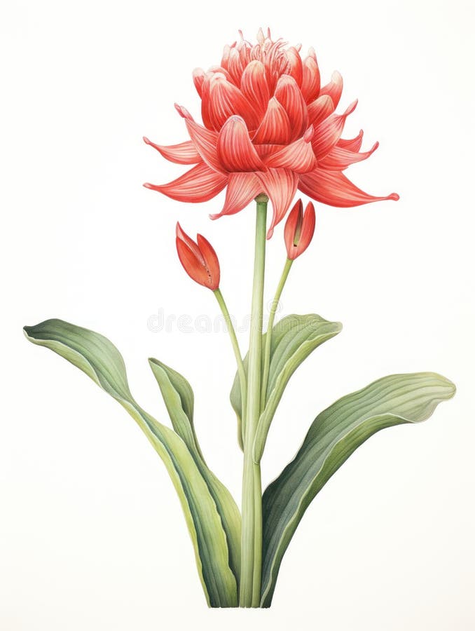 Vibrant Watercolor Rendering of Scadoxus Puniceus AI Generated Stock ...