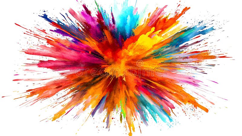 Vibrant Watercolor Splash Exploding with Energy Artistic Burst on White ...