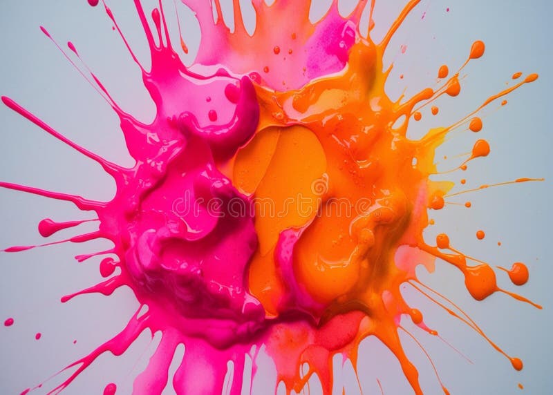 Vibrant Watercolor Splash of Neon Pink and Orange Stock Illustration ...